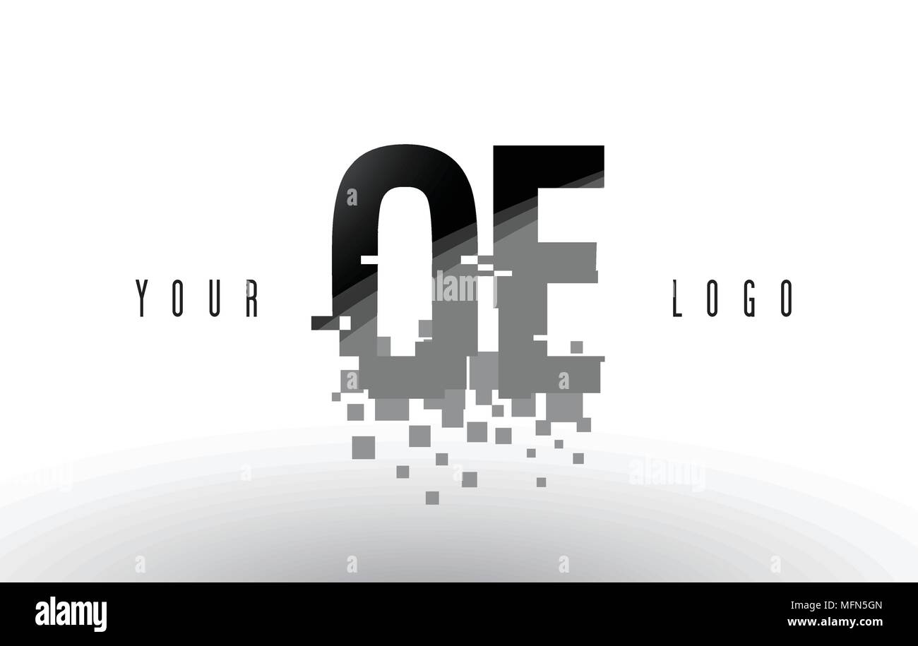 OE O E Pixel Letter Logo with Digital Shattered Black Squares. Creative ...