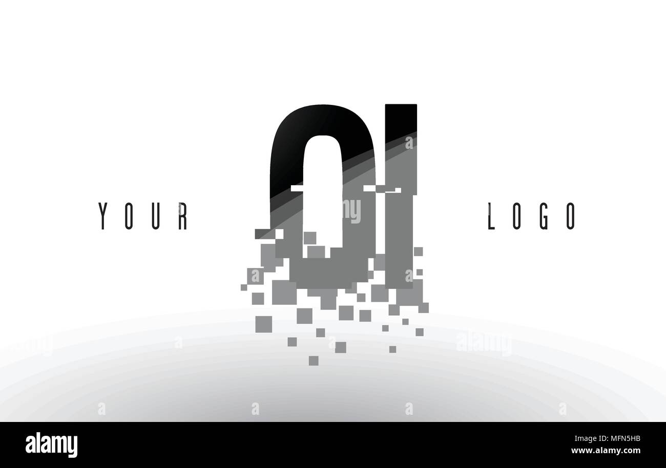 OI O I Pixel Letter Logo with Digital Shattered Black Squares. Creative ...