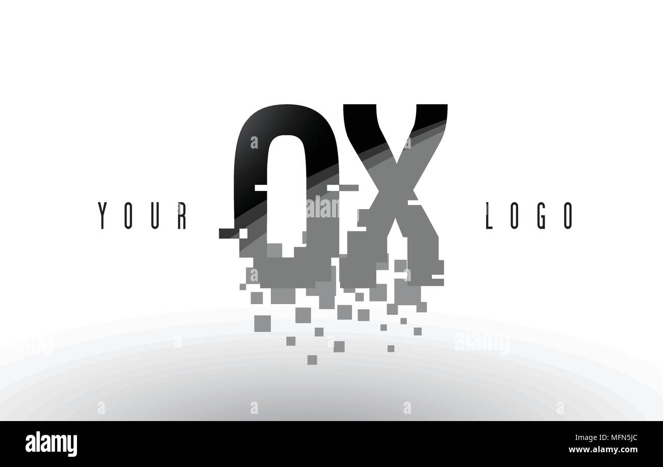 OX O X Pixel Letter Logo with Digital Shattered Black Squares. Creative ...