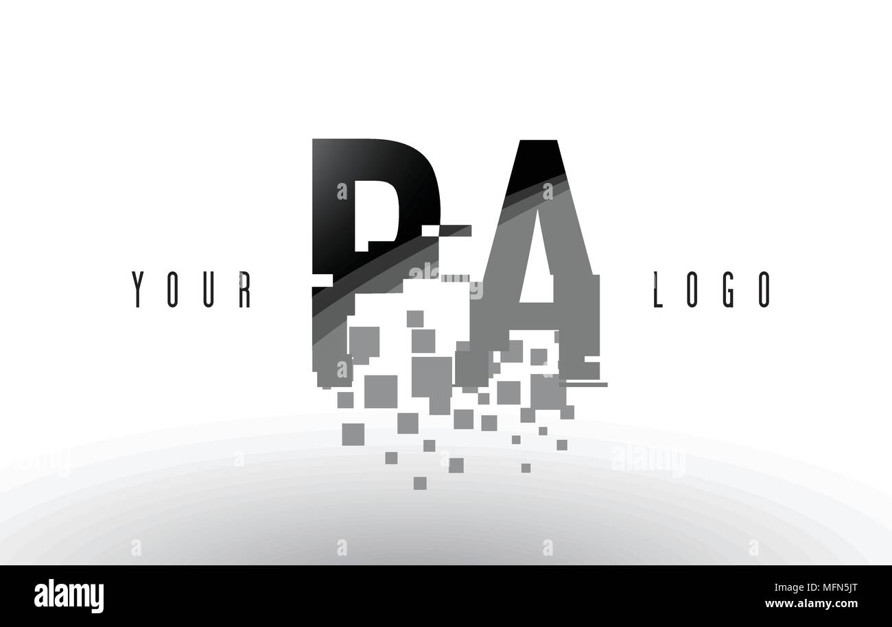 PA P A Pixel Letter Logo with Digital Shattered Black Squares. Creative ...