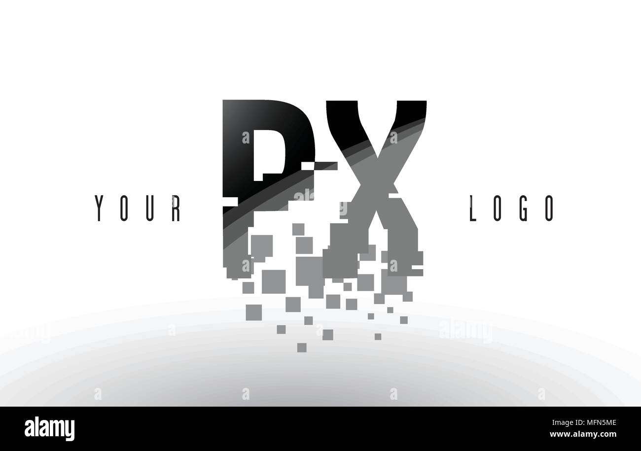 PX P X Pixel Letter Logo with Digital Shattered Black Squares. Creative ...