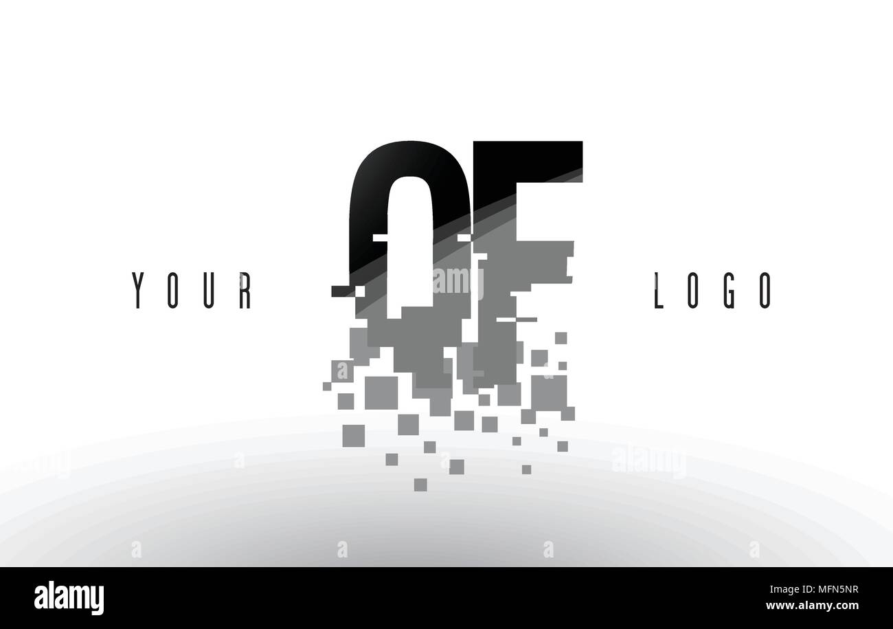 QF Q F Pixel Letter Logo with Digital Shattered Black Squares. Creative ...