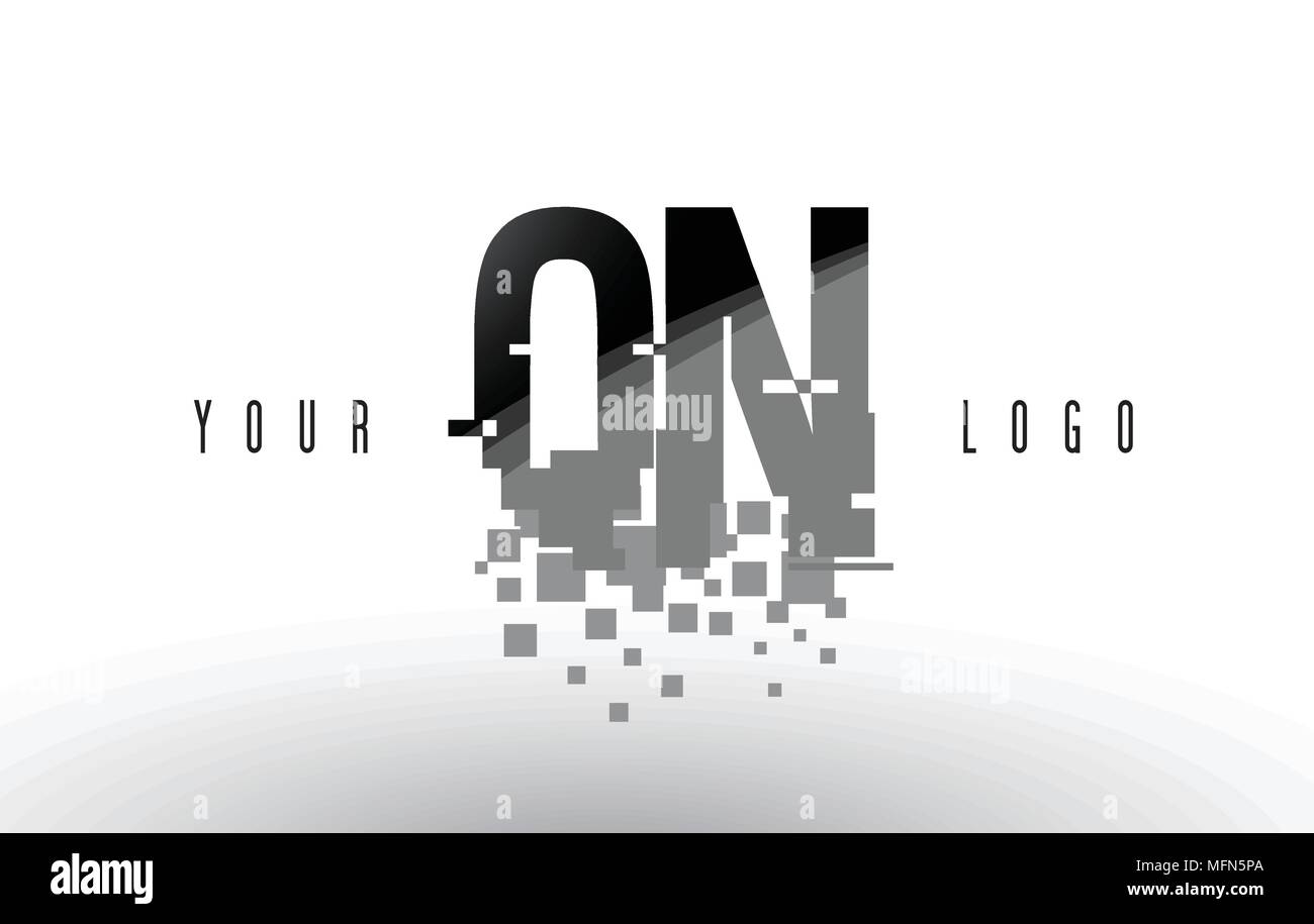 QN Q N Pixel Letter Logo with Digital Shattered Black Squares. Creative ...