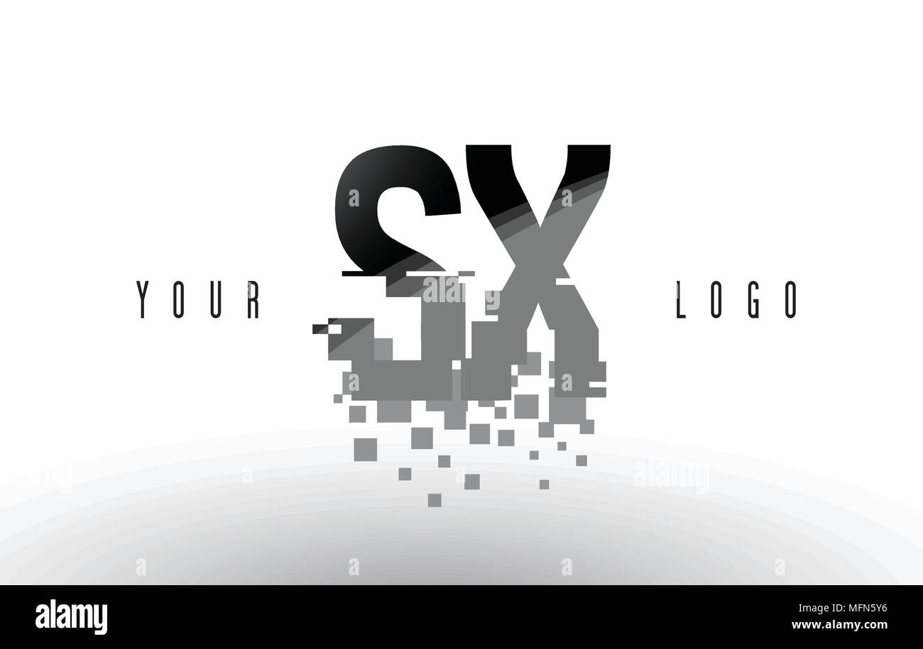 SX S X Pixel Letter Logo with Digital Shattered Black Squares. Creative ...