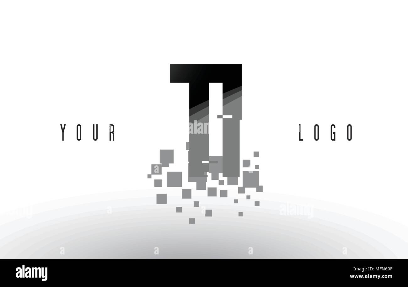 TI T I Pixel Letter Logo with Digital Shattered Black Squares. Creative ...