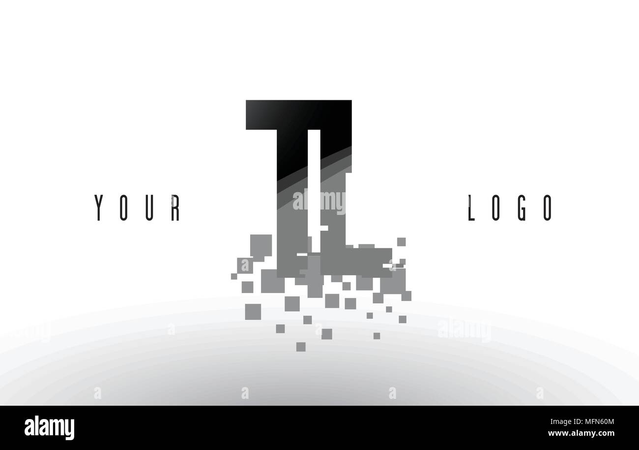 TL T L Pixel Letter Logo with Digital Shattered Black Squares. Creative ...