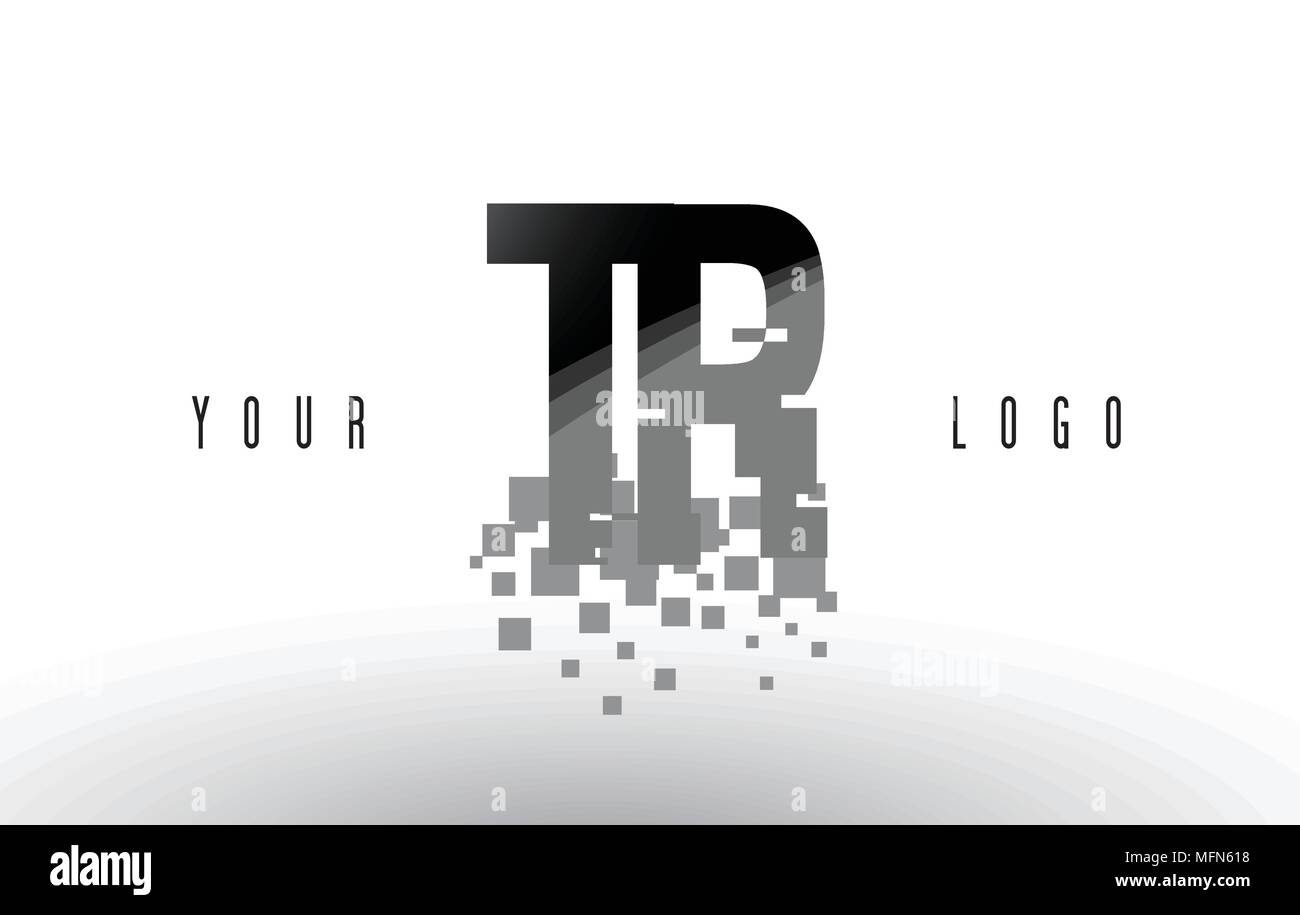 TR T R Pixel Letter Logo with Digital Shattered Black Squares. Creative ...