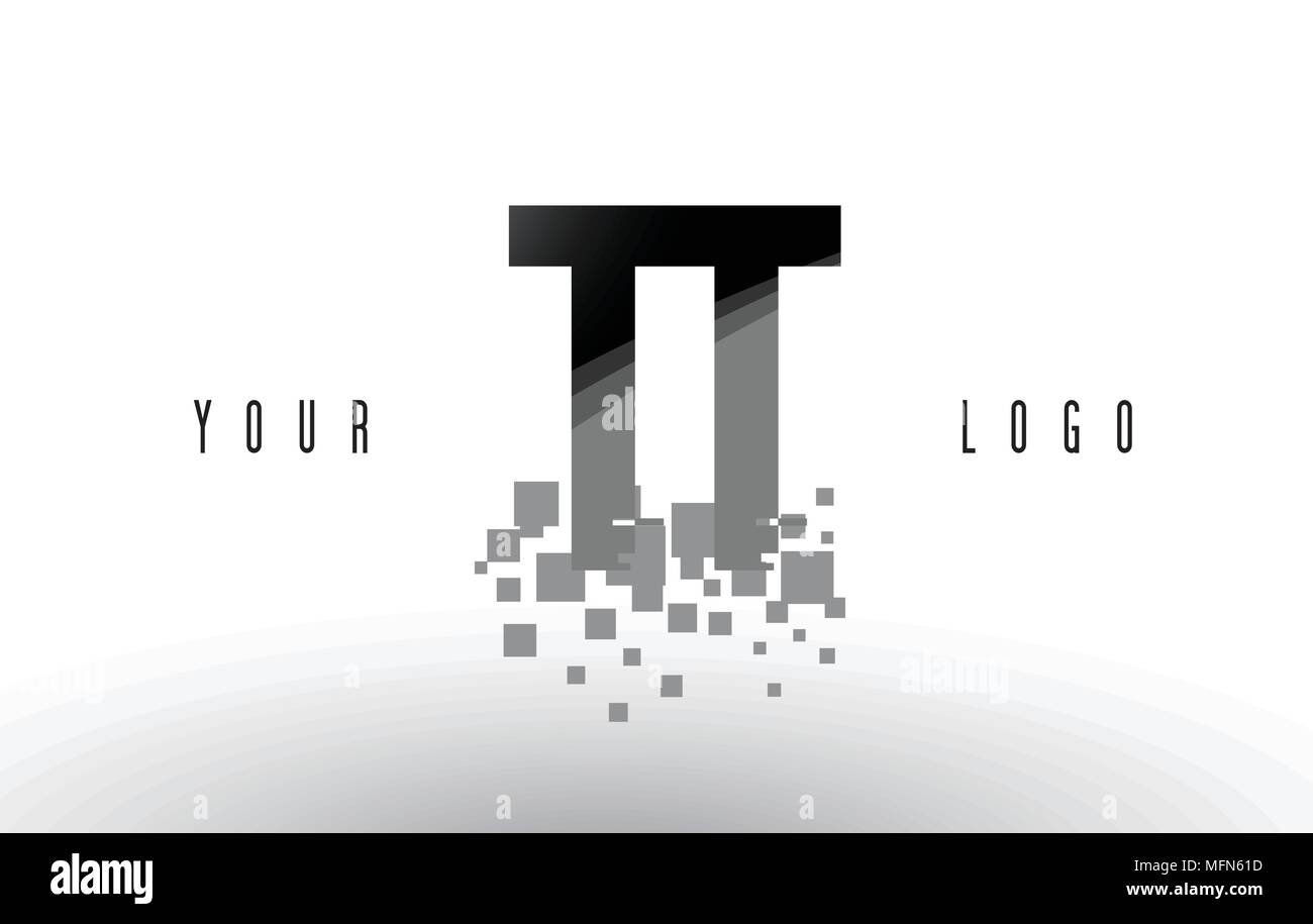 TT T Pixel Letter Logo with Digital Shattered Black Squares. Creative ...