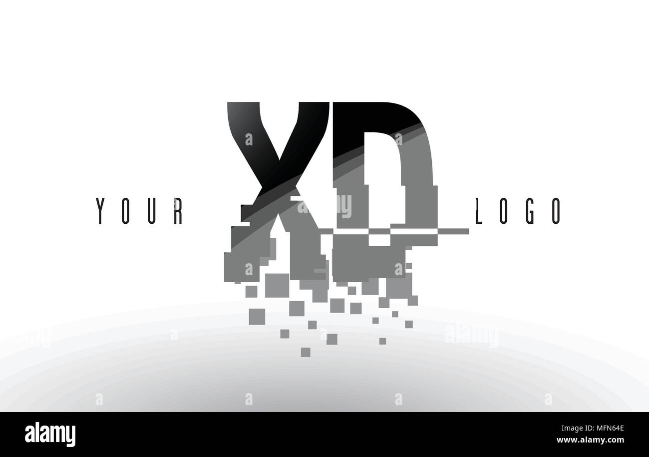XD X D Pixel Letter Logo with Digital Shattered Black Squares. Creative ...