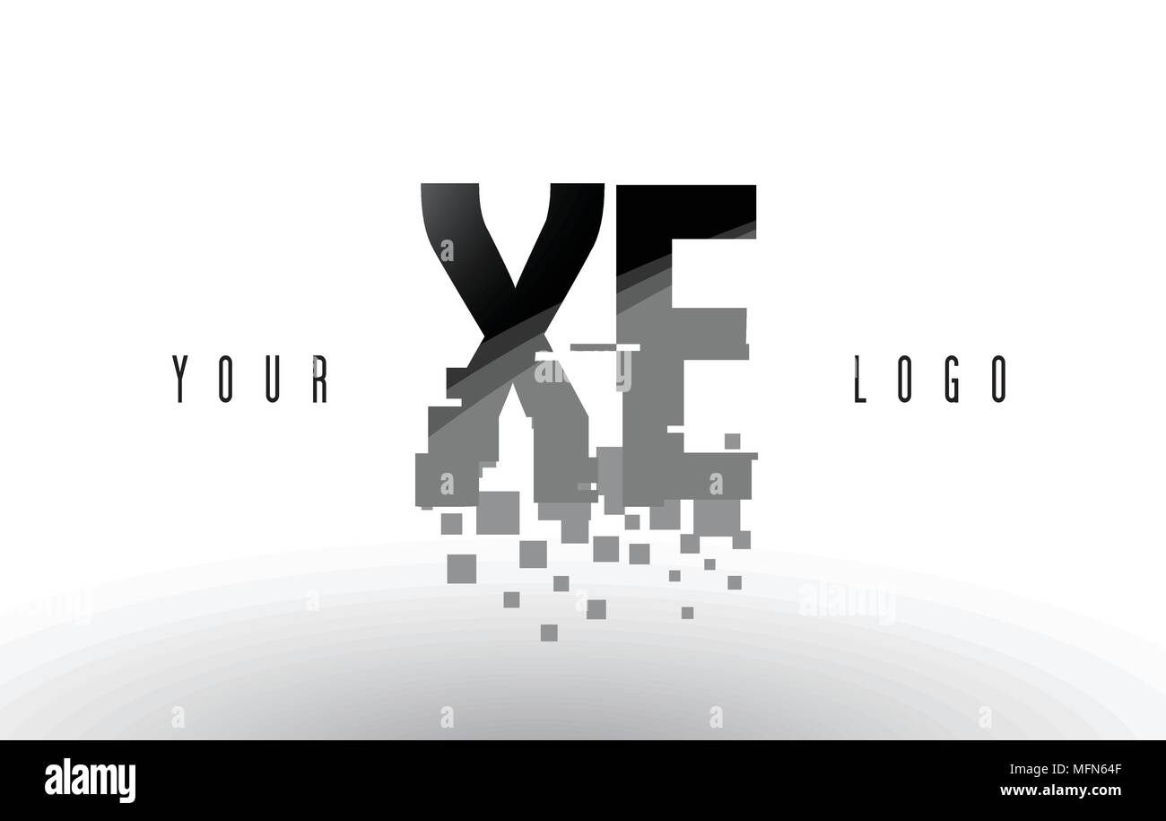 XE X E Pixel Letter Logo with Digital Shattered Black Squares. Creative ...