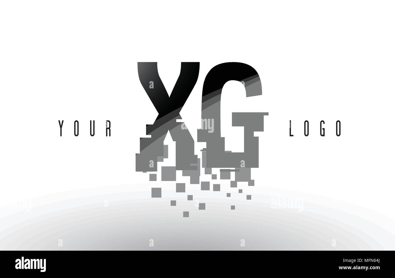 XG X G Pixel Letter Logo with Digital Shattered Black Squares. Creative ...
