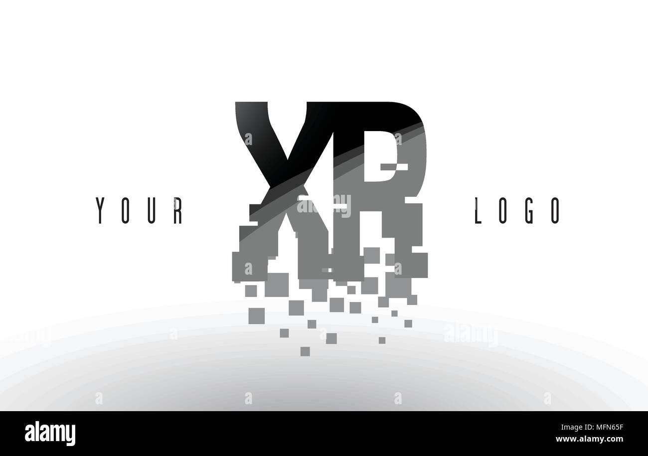 XR X R Pixel Letter Logo with Digital Shattered Black Squares. Creative ...