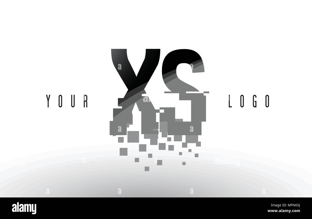 XS X S Pixel Letter Logo with Digital Shattered Black Squares. Creative ...