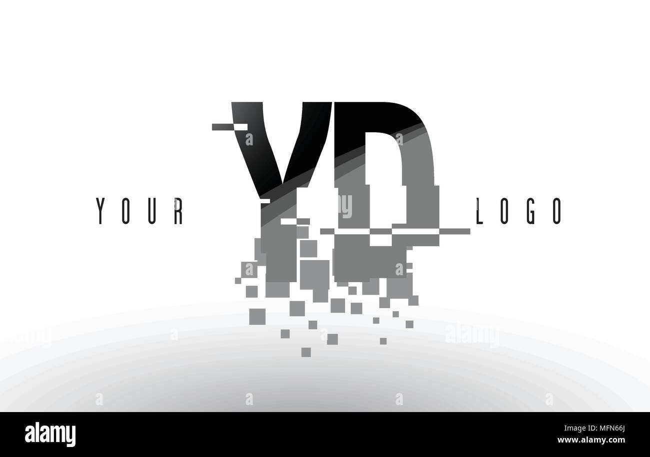 YD Y D Pixel Letter Logo with Digital Shattered Black Squares. Creative ...