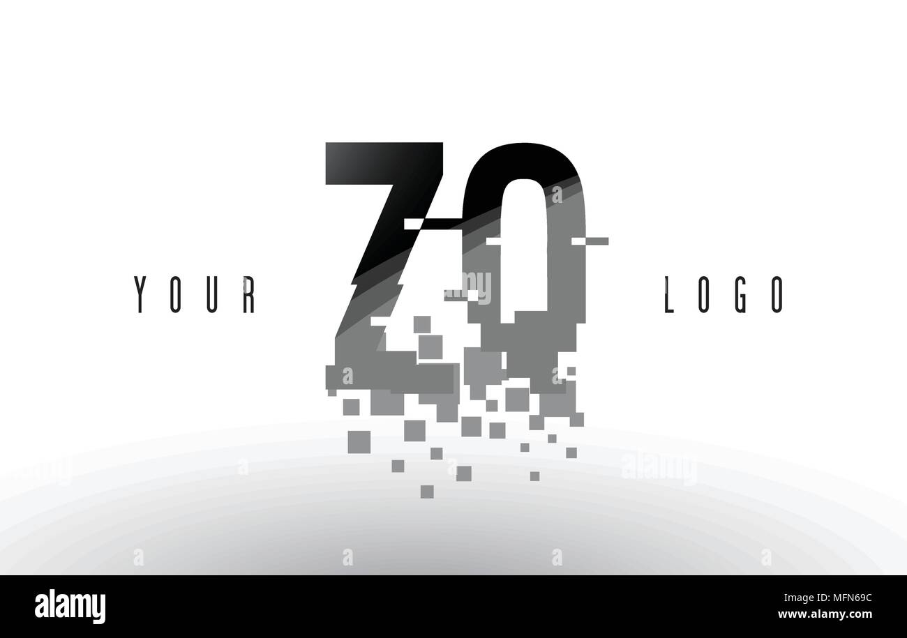 ZQ Z Q Pixel Letter Logo with Digital Shattered Black Squares. Creative ...