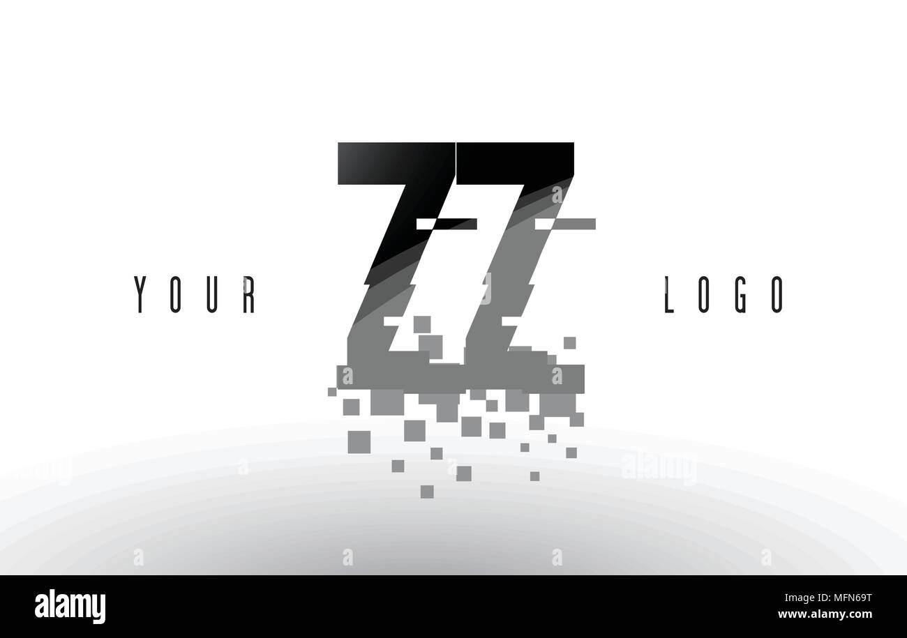 ZZ Z Pixel Letter Logo with Digital Shattered Black Squares. Creative ...