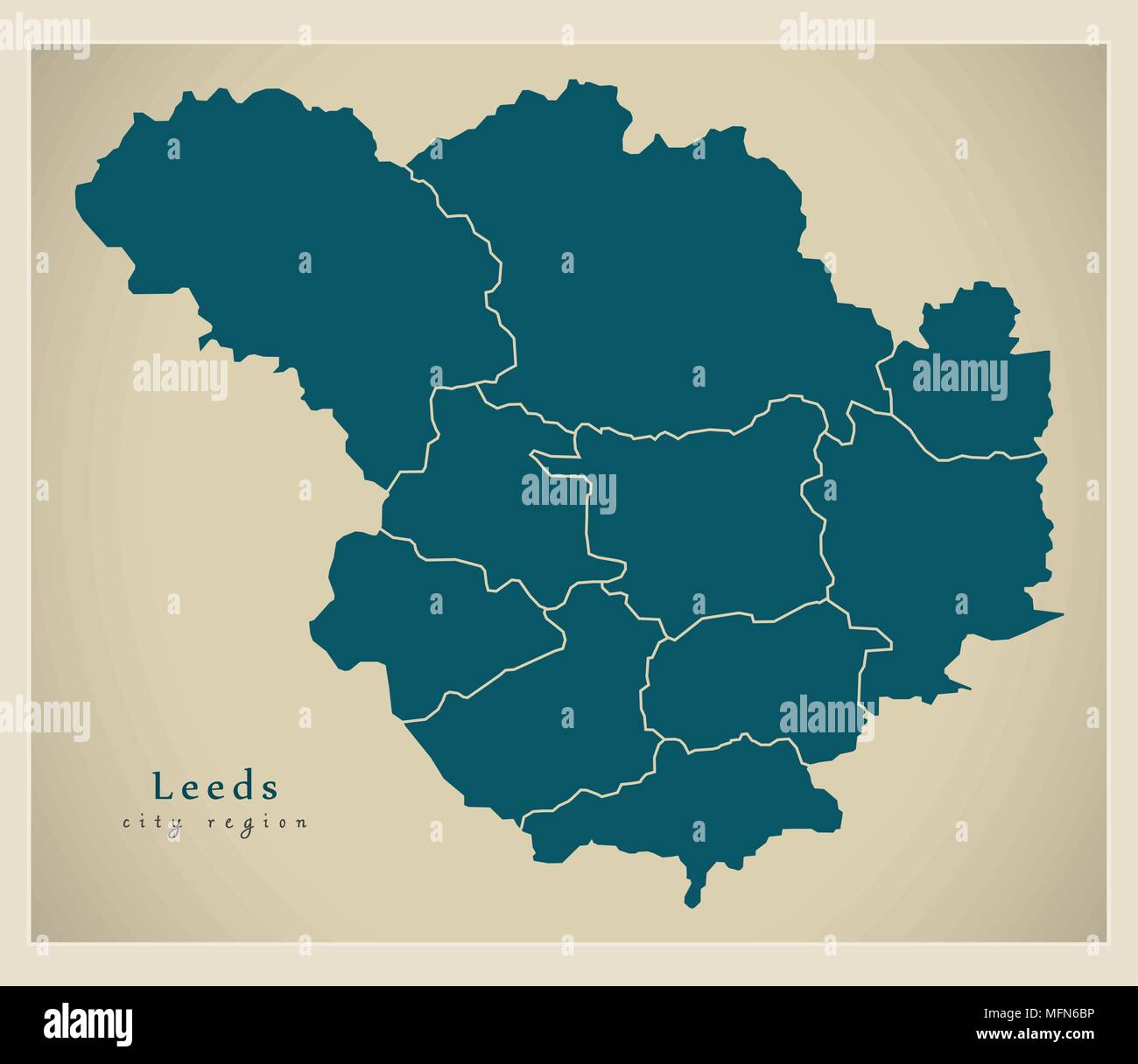 Modern City Map - Leeds city of England with boroughs UK Stock Vector ...