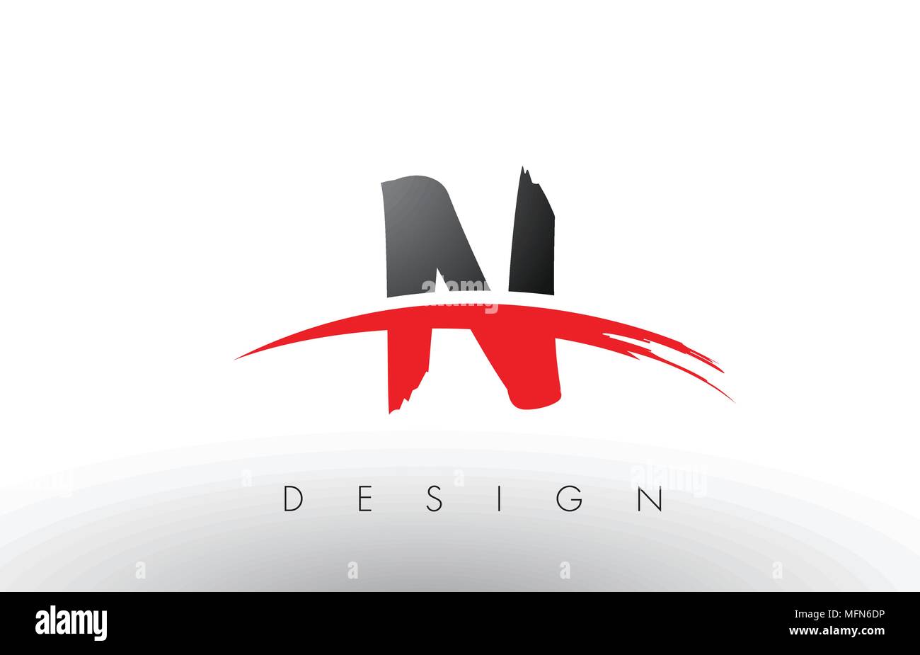 N Brush Logo Letters Design with Red and Black Colors and Brush Letter ...