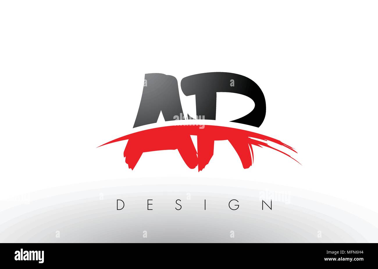 AR A R Brush Logo Letters Design with Red and Black Colors and Brush ...