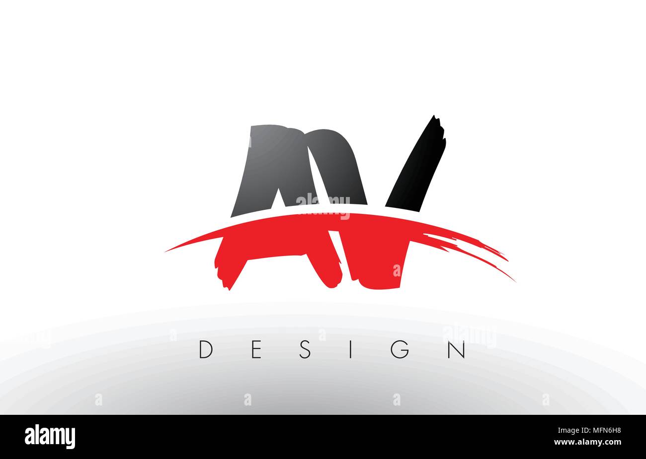 AV A V Brush Logo Letters Design with Red and Black Colors and Brush ...