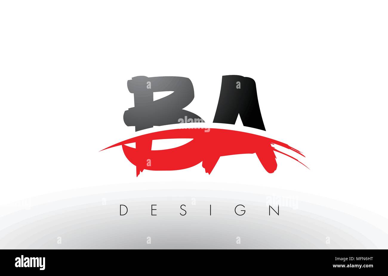 BA B A Brush Logo Letters Design with Red and Black Colors and Brush ...