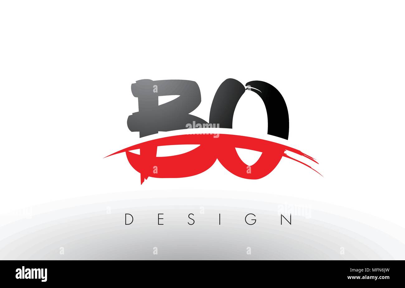 BO B O Brush Logo Letters Design with Red and Black Colors and Brush ...