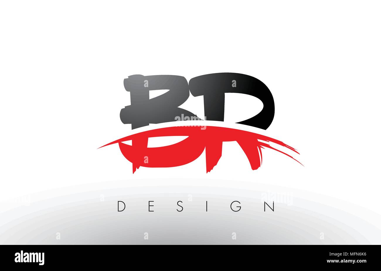 BR B R Brush Logo Letters Design with Red and Black Colors and Brush ...