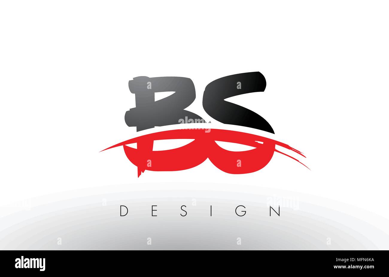 BS B S Brush Logo Letters Design with Red and Black Colors and Brush ...
