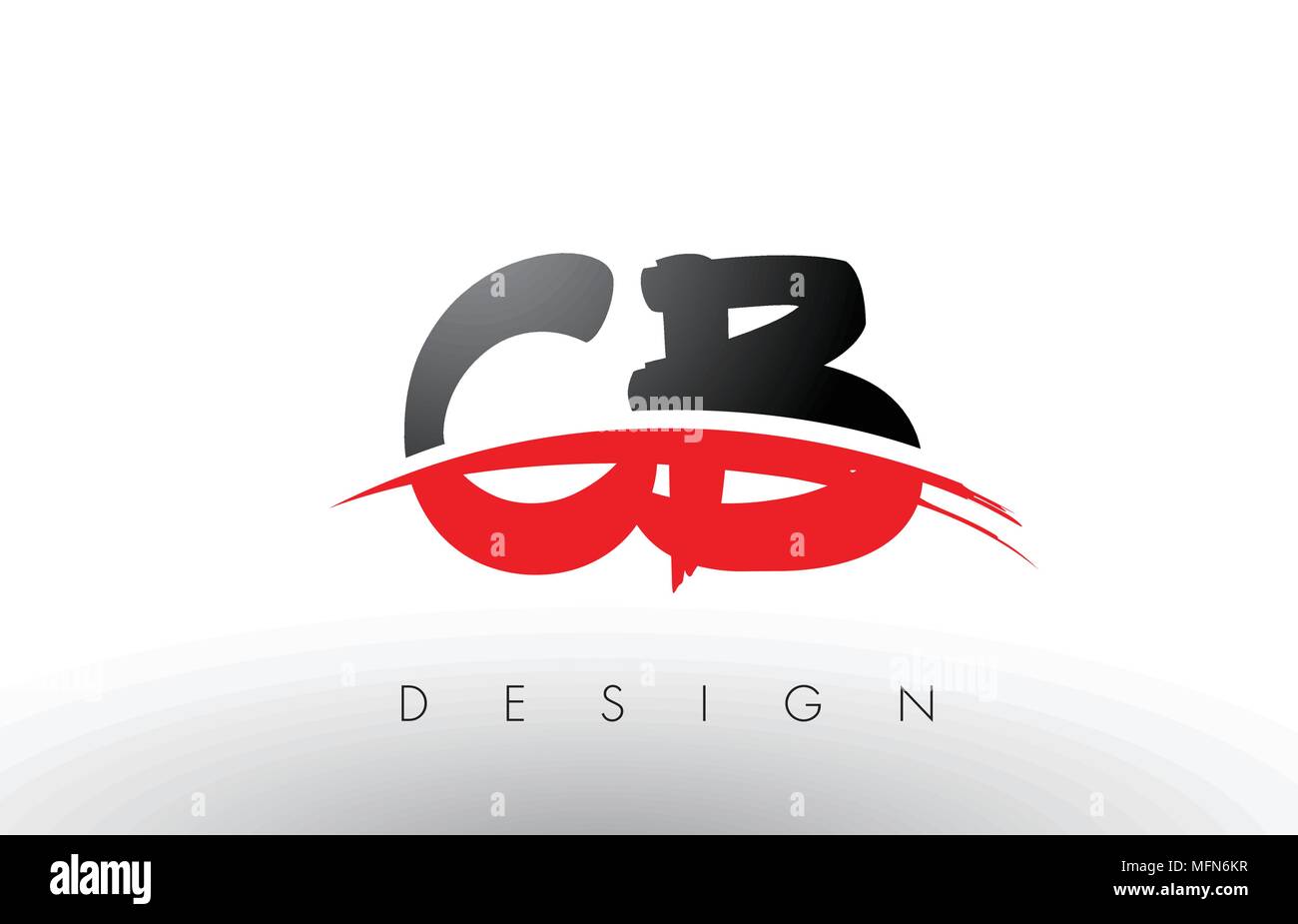 CB C B Brush Logo Letters Design with Red and Black Colors and Brush ...