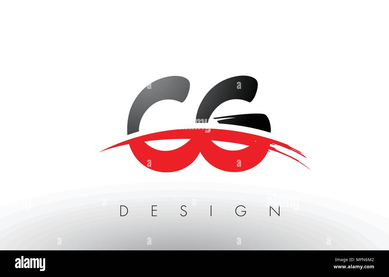 CG C G Brush Logo Letters Design with Red and Black Colors and Brush ...