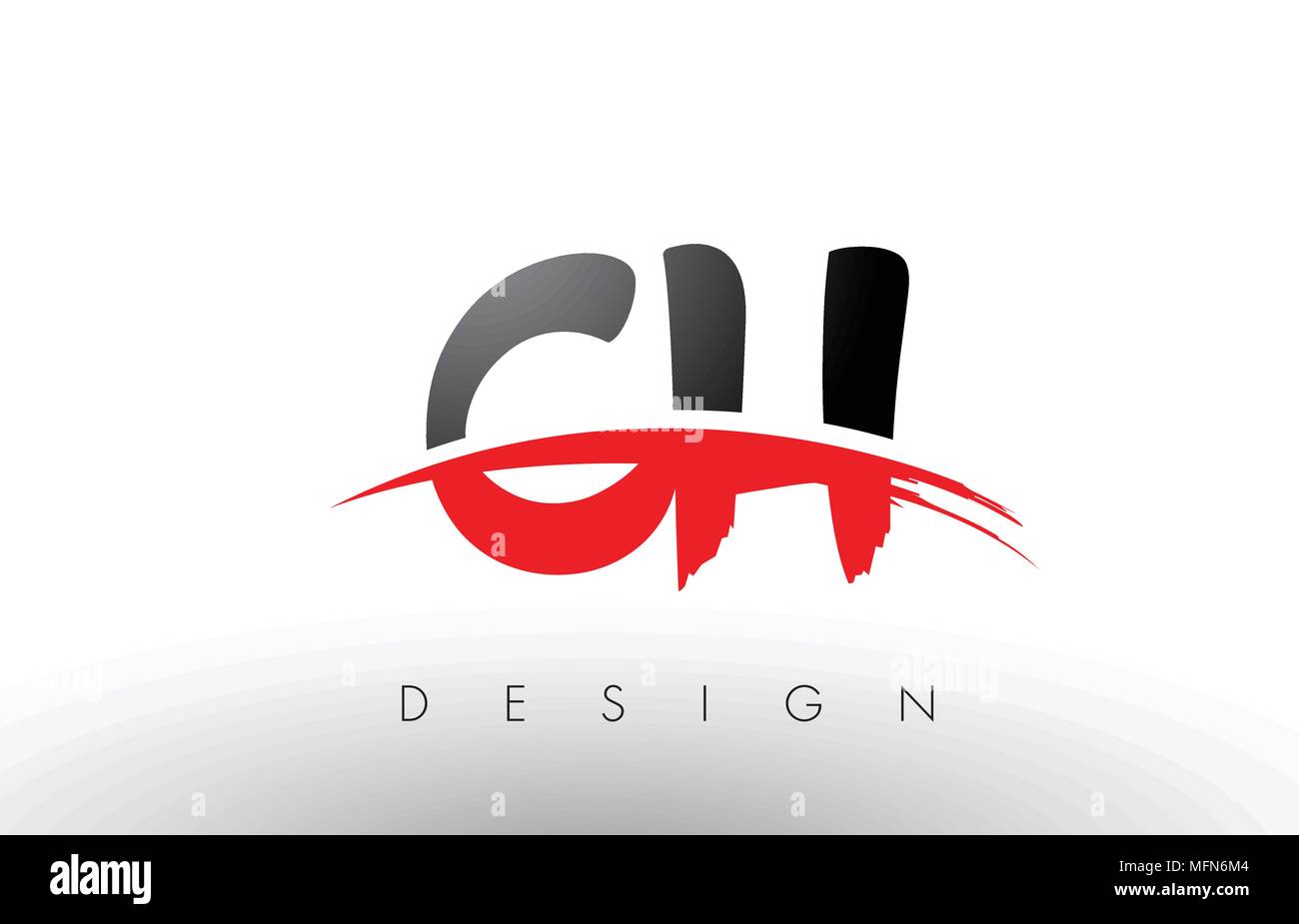 CH C H Brush Logo Letters Design with Red and Black Colors and Brush ...
