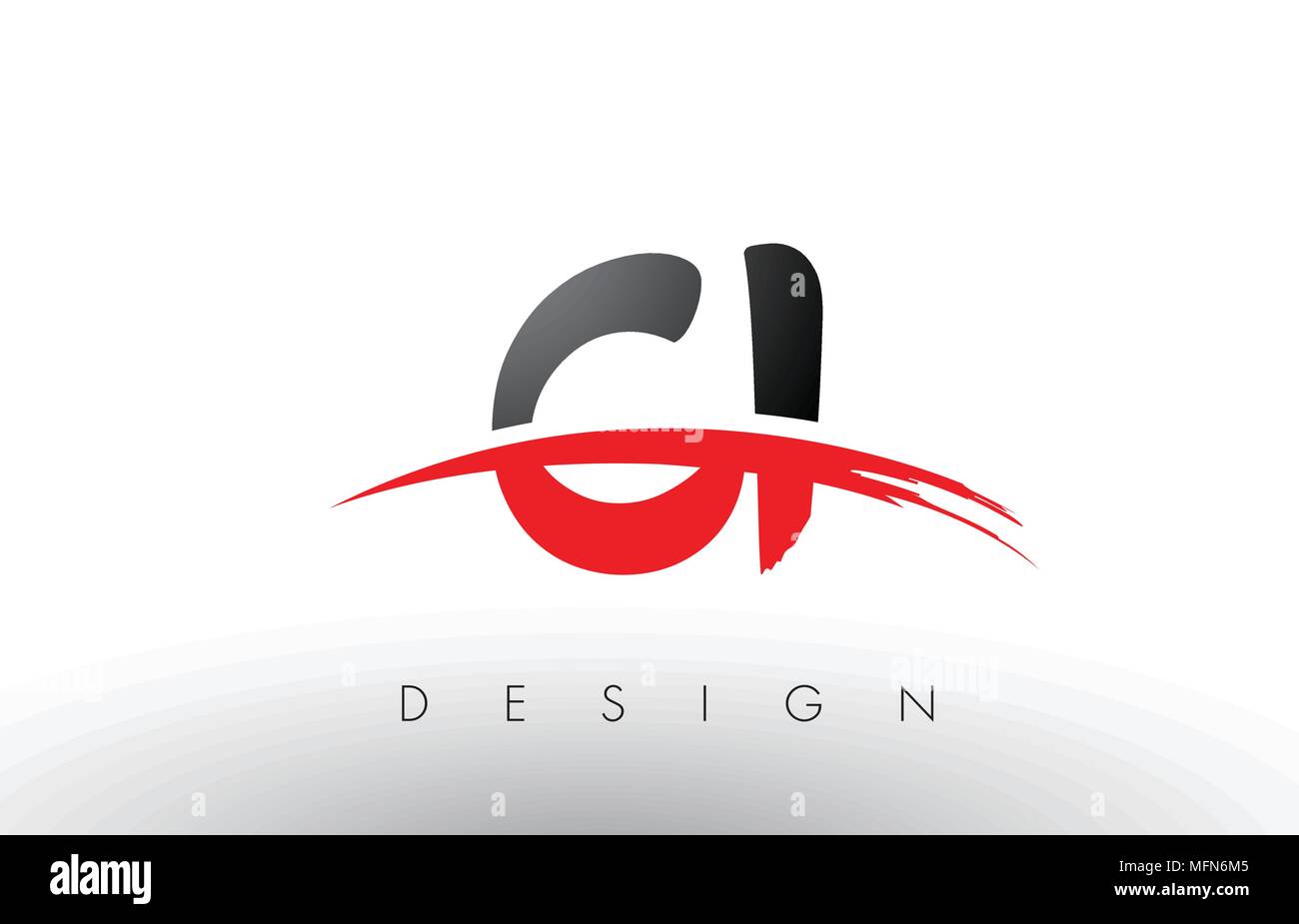 CI C I Brush Logo Letters Design with Red and Black Colors and Brush ...