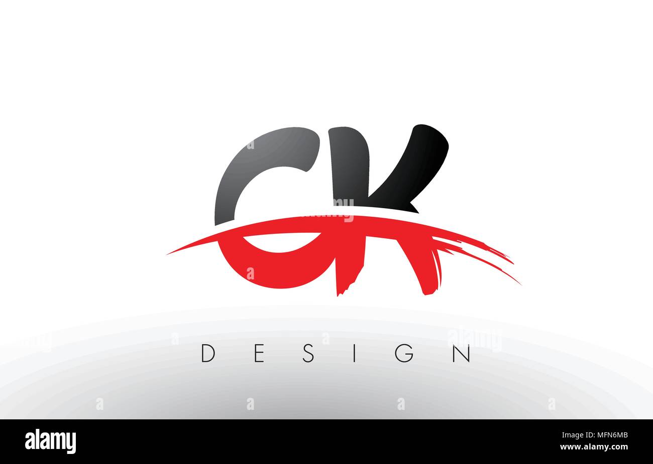 CK C K Brush Logo Letters Design with Red and Black Colors and Brush ...