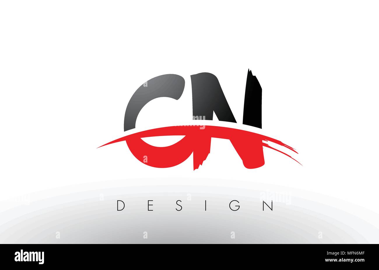 CN C N Brush Logo Letters Design with Red and Black Colors and Brush ...