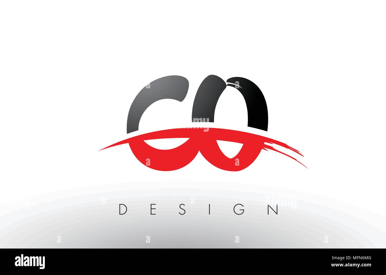 CO C O Brush Logo Letters Design with Red and Black Colors and Brush ...