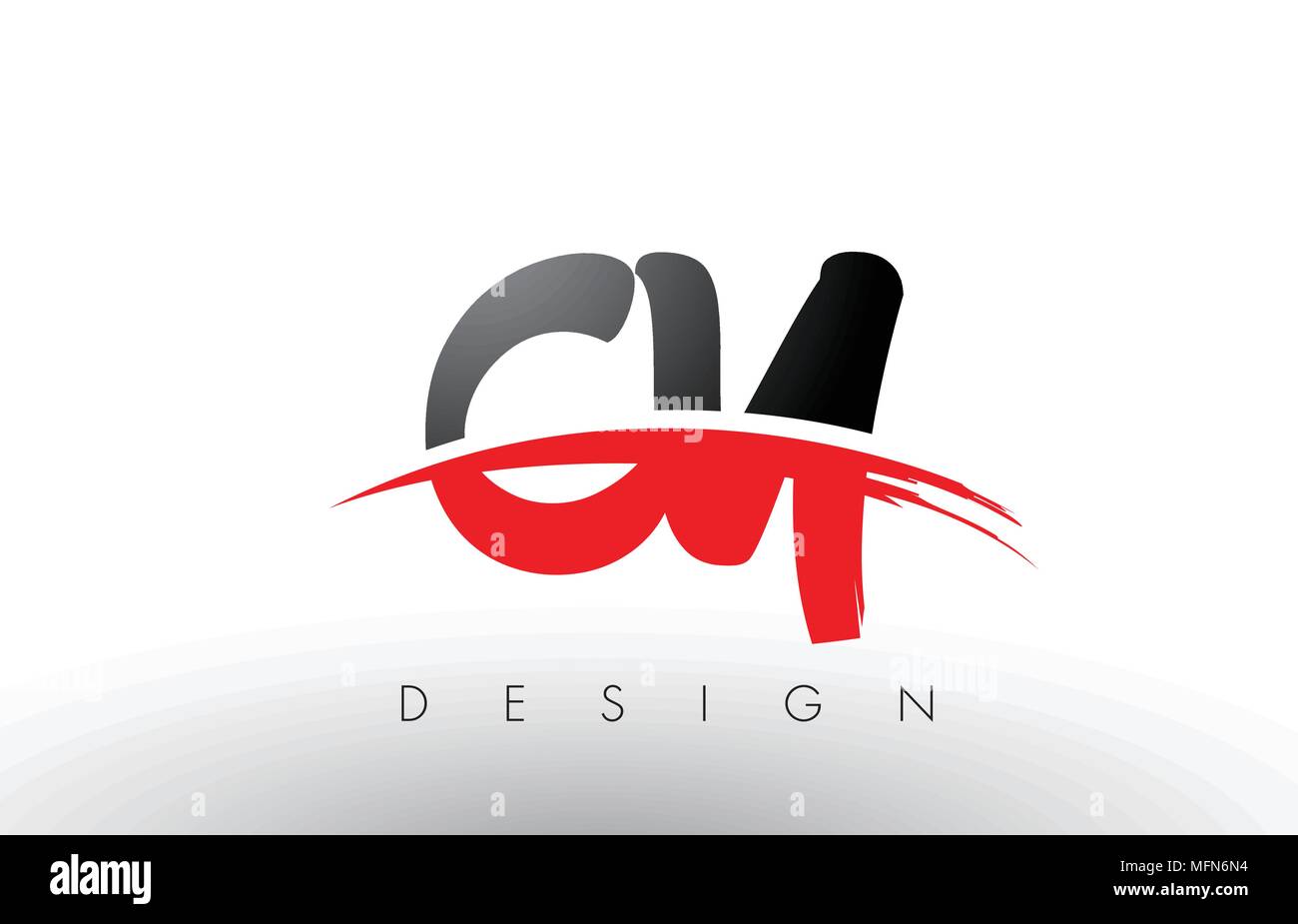 CY C Y Brush Logo Letters Design with Red and Black Colors and Brush ...