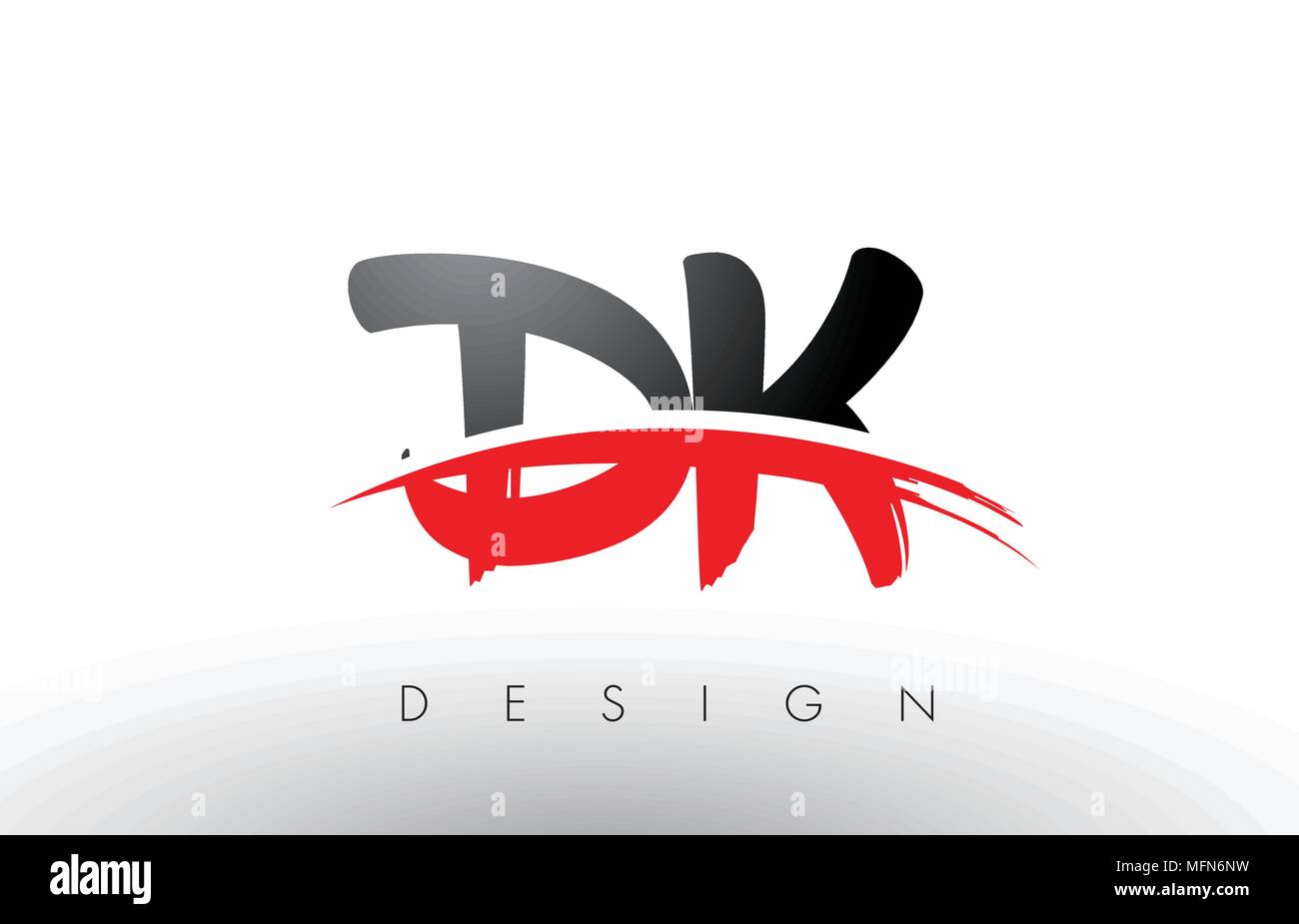 DK D K Brush Logo Letters Design with Red and Black Colors and Brush ...