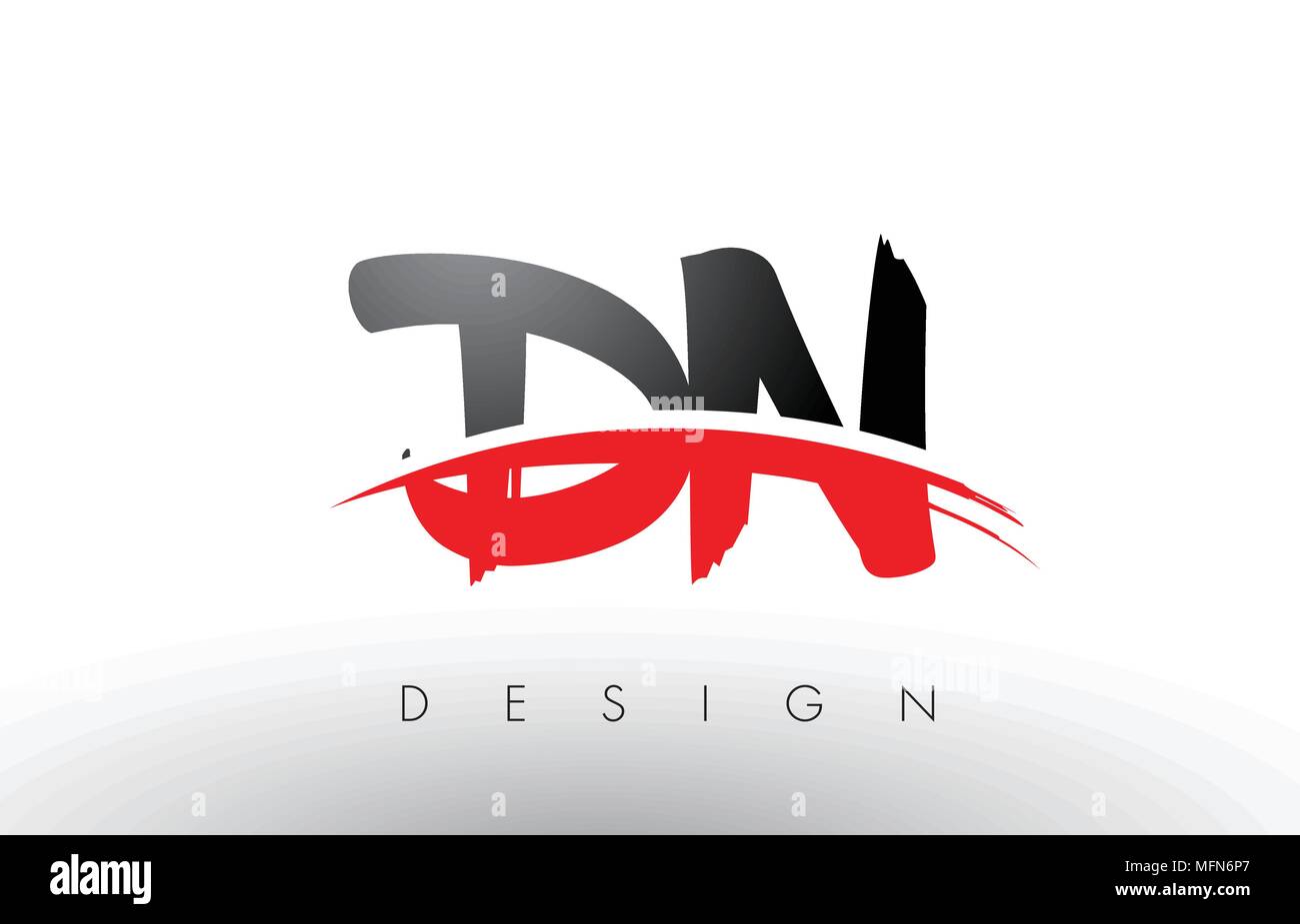 DN D N Brush Logo Letters Design with Red and Black Colors and Brush ...