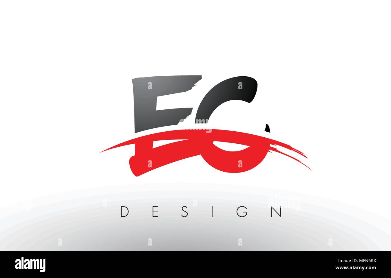 EC E C Brush Logo Letters Design with Red and Black Colors and Brush ...