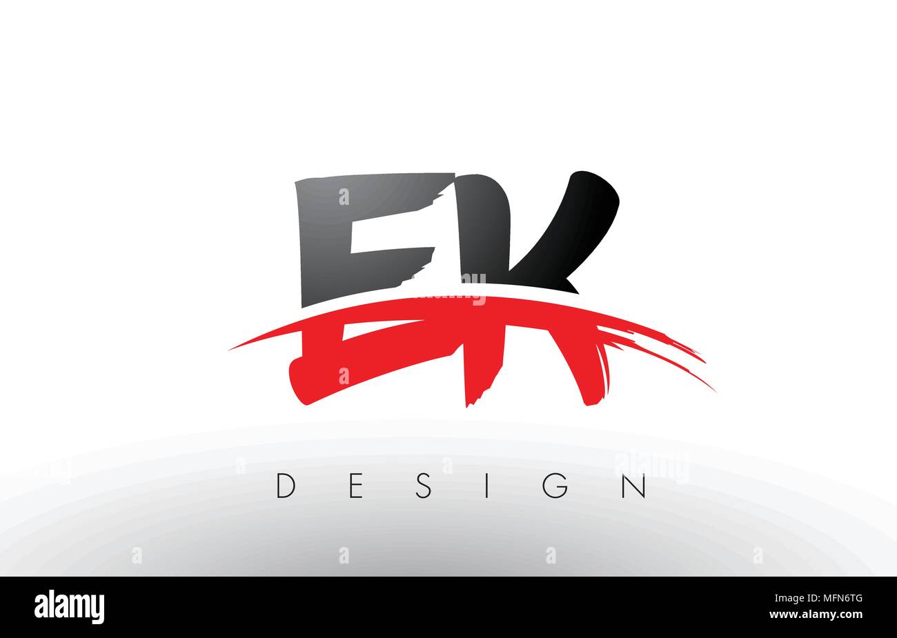 EK E K Brush Logo Letters Design with Red and Black Colors and Brush ...