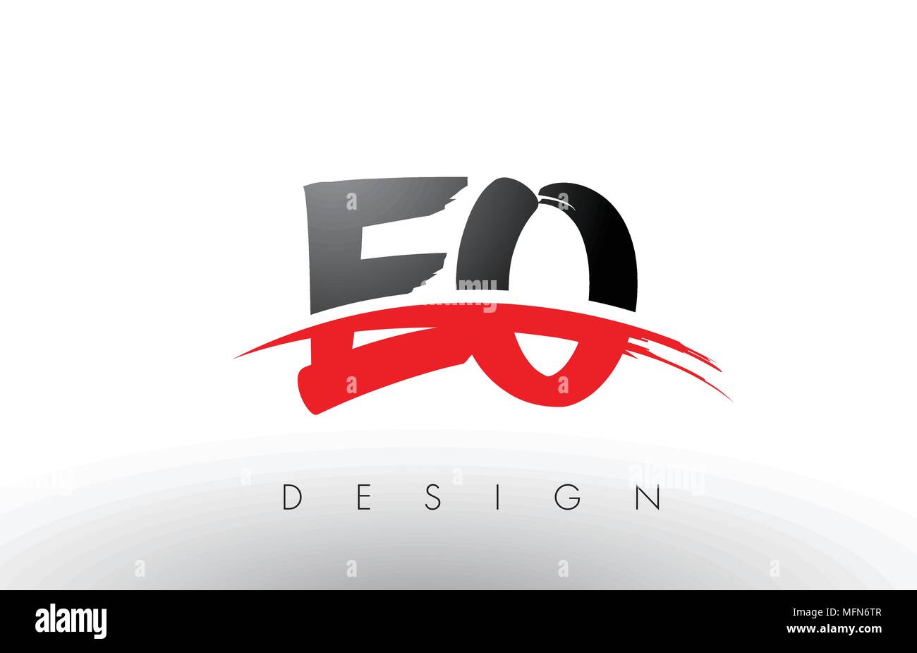 EO E O Brush Logo Letters Design with Red and Black Colors and Brush ...