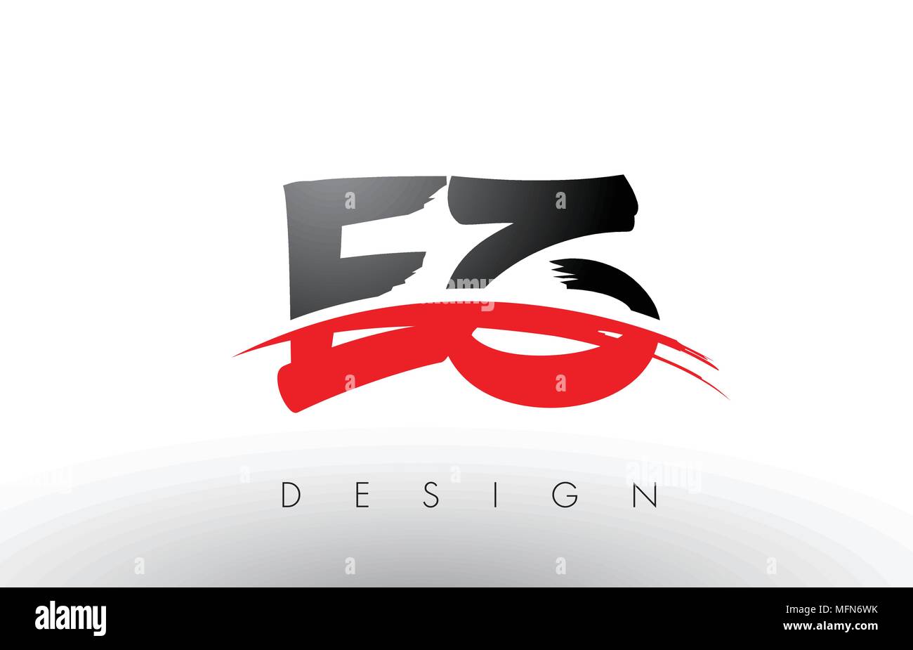 EZ E Z Brush Logo Letters Design with Red and Black Colors and Brush ...