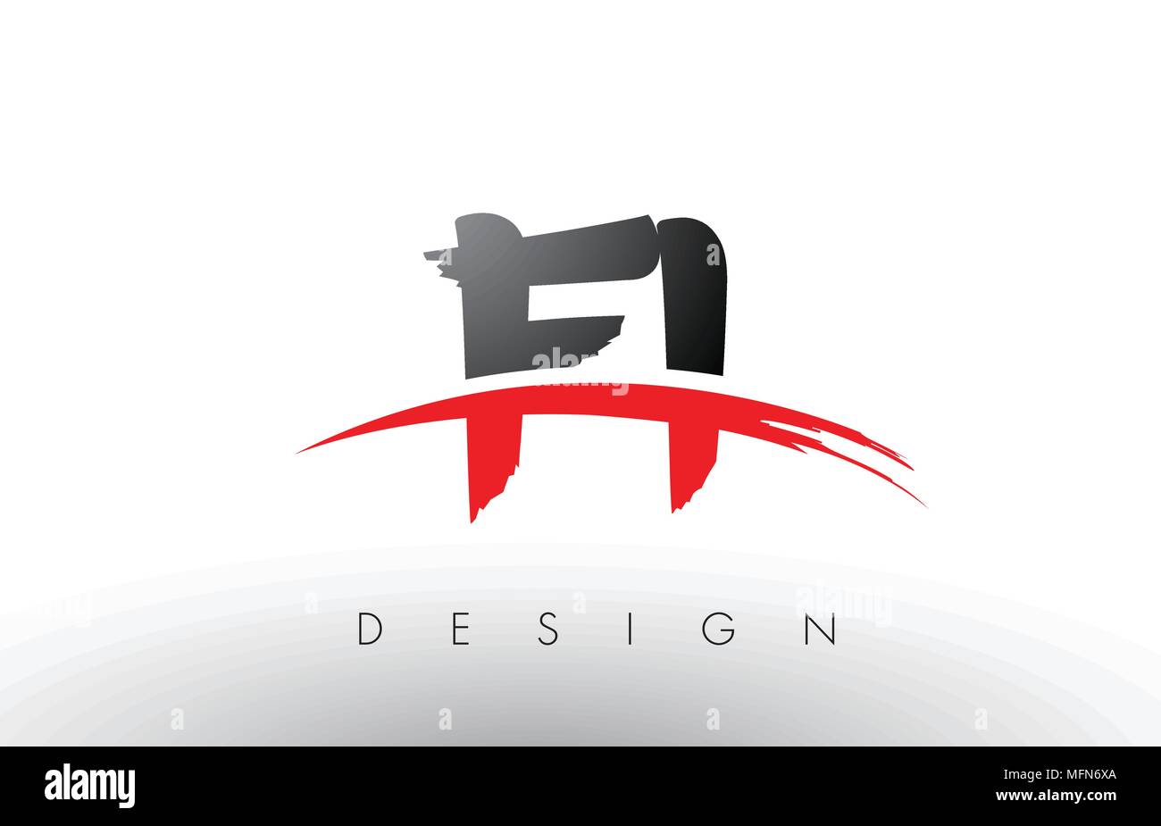 FI F I Brush Logo Letters Design with Red and Black Colors and Brush ...