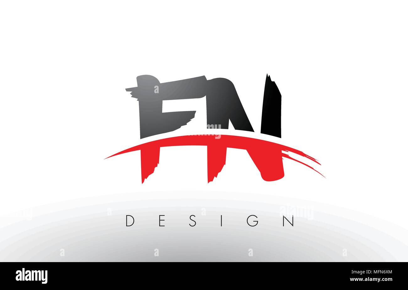 FN F N Brush Logo Letters Design with Red and Black Colors and Brush ...
