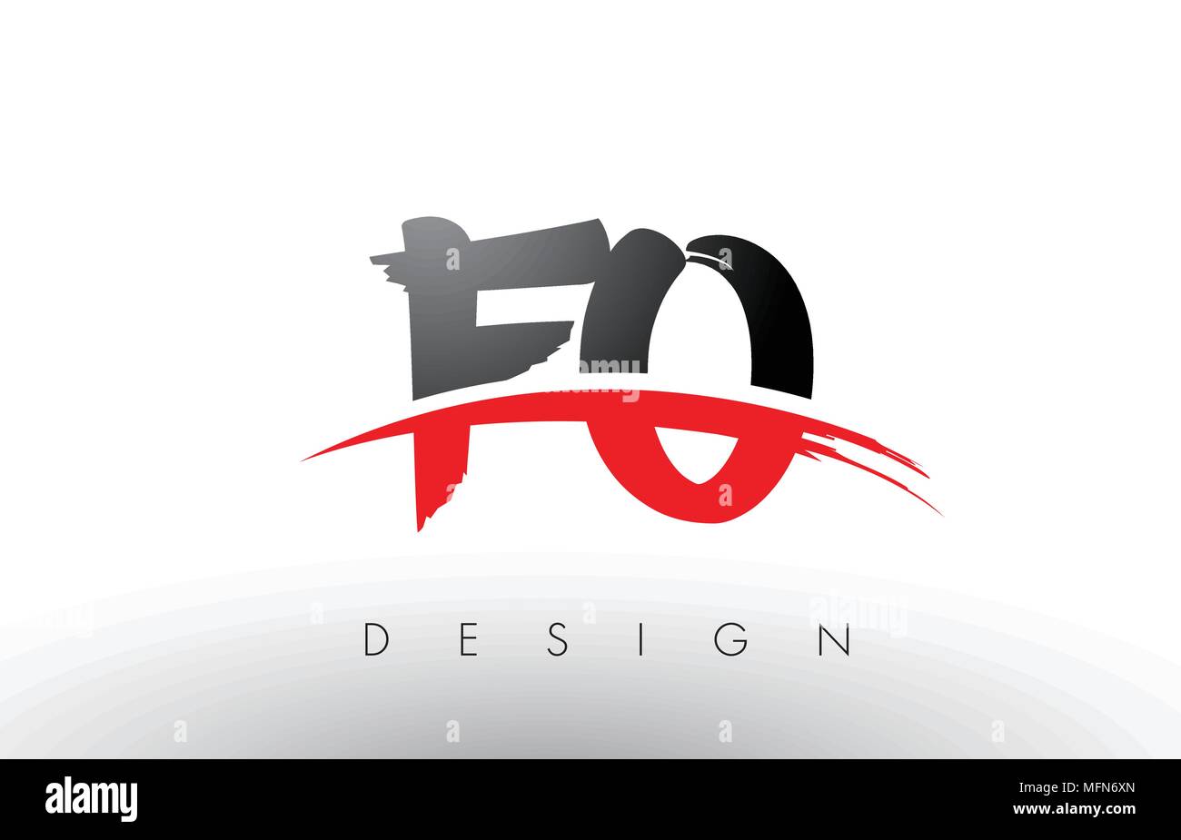 FO F O Brush Logo Letters Design with Red and Black Colors and Brush ...