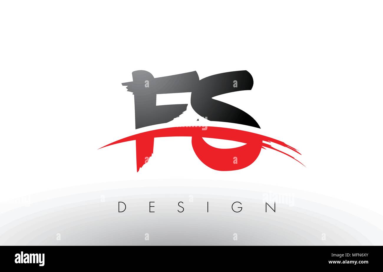 FS F S Brush Logo Letters Design with Red and Black Colors and Brush ...