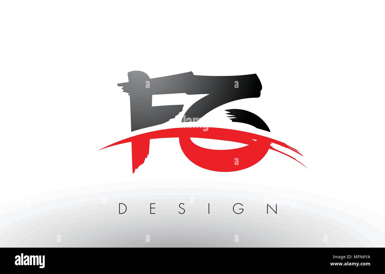 FZ F Z Brush Logo Letters Design with Red and Black Colors and Brush ...
