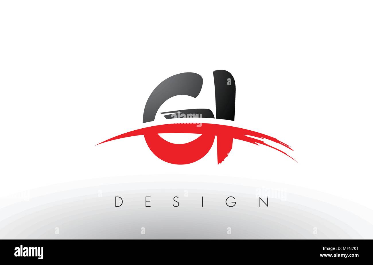 GI G I Brush Logo Letters Design with Red and Black Colors and Brush ...