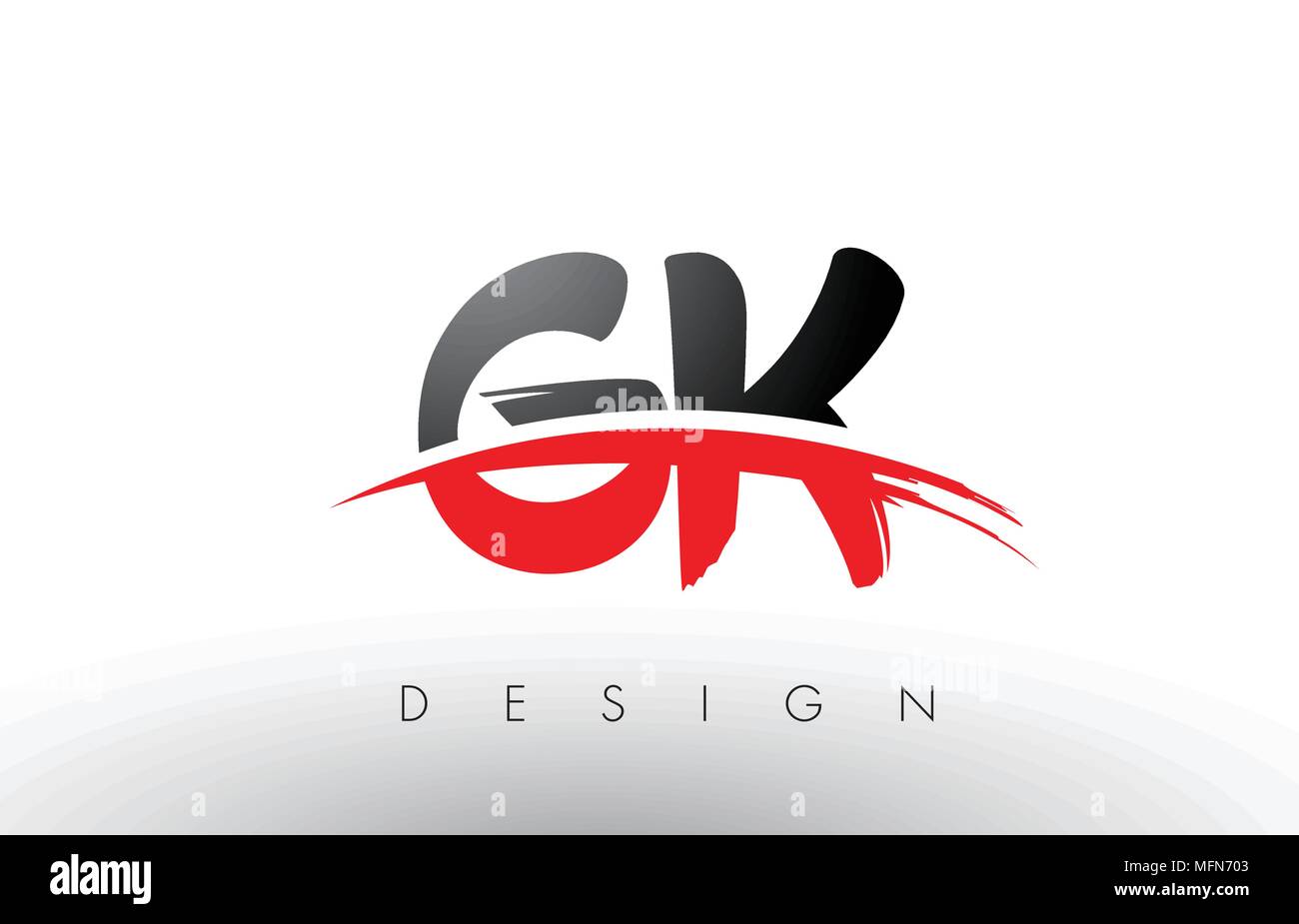 GK G K Brush Logo Letters Design with Red and Black Colors and Brush ...