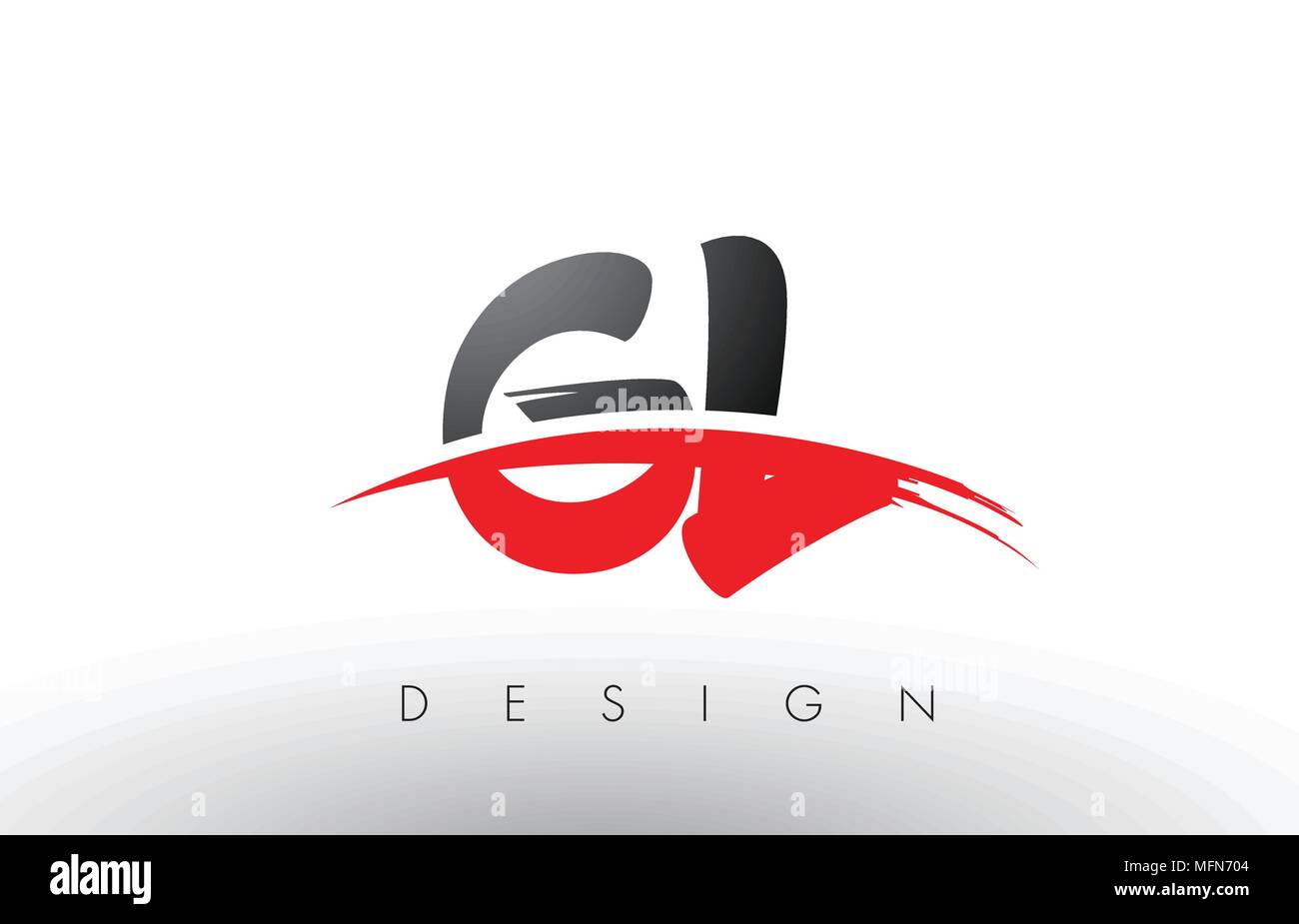 GL G L Brush Logo Letters Design with Red and Black Colors and Brush ...